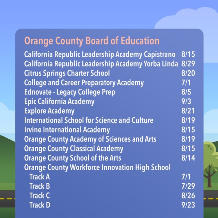 Back to school: Here’s a list of the 2024-25 start dates in Orange ...